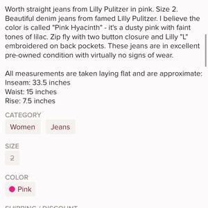 Lilly Pulitzer | Jeans | Lilly Pulitzer Worth Straight Jeans Pink Size ...